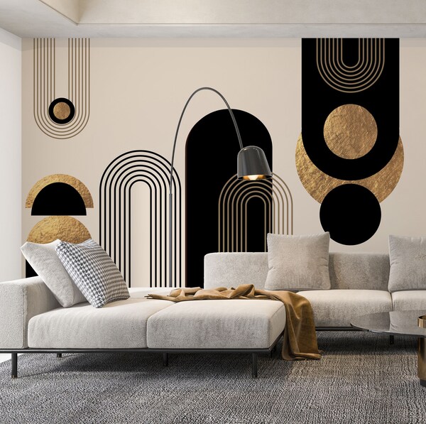 Art Deco Wallpaper Mural Leaf Fan Wall Mural - Etsy