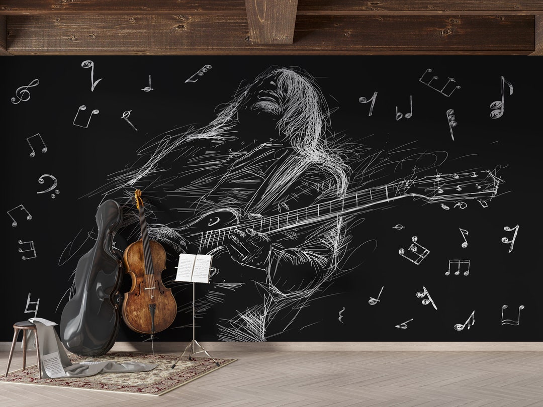 70's Rock Music Murals, Music Bar Mural, Rock Bar Wall Mural, Boys Room ...