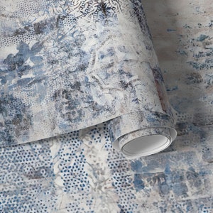 Vintage Style Wall Mural, Antique Look Wallpaper Peel Stick, Blue ...