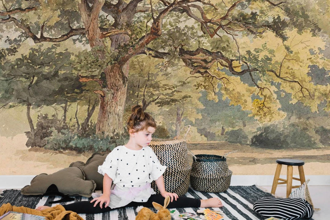 The Great Tree of Life, Forest Tree Mural Wallpaper: Vintage Hand ...