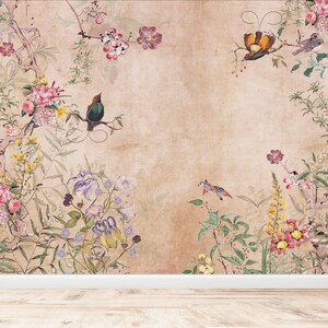 Chinoiserie Wallpaper Peony Blossom Wall Mural Peel and Stick, Spring ...