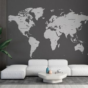 Custom Size Sketch Design World Map Wall Mural, Office Wall Poster ...