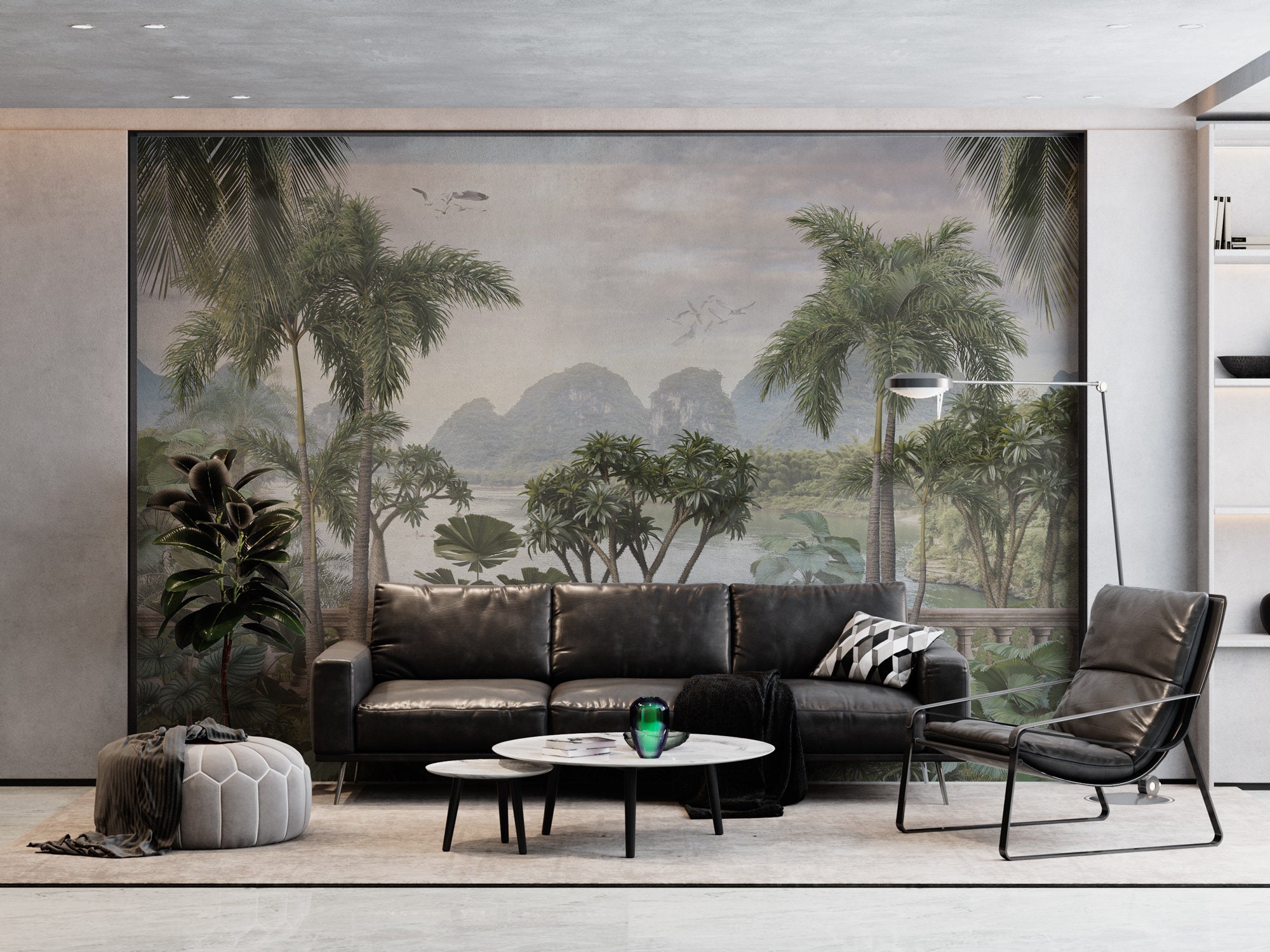 Tropical Plants Wallpaper Vintage Amazon Wall Mural Jungle - Etsy