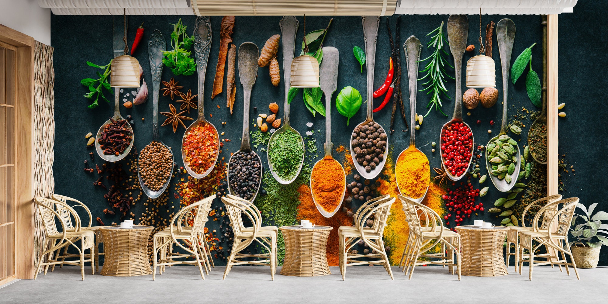 Customizable Kitchen Mural, Fast Food Wall Mural, Spices Wall Poster ...