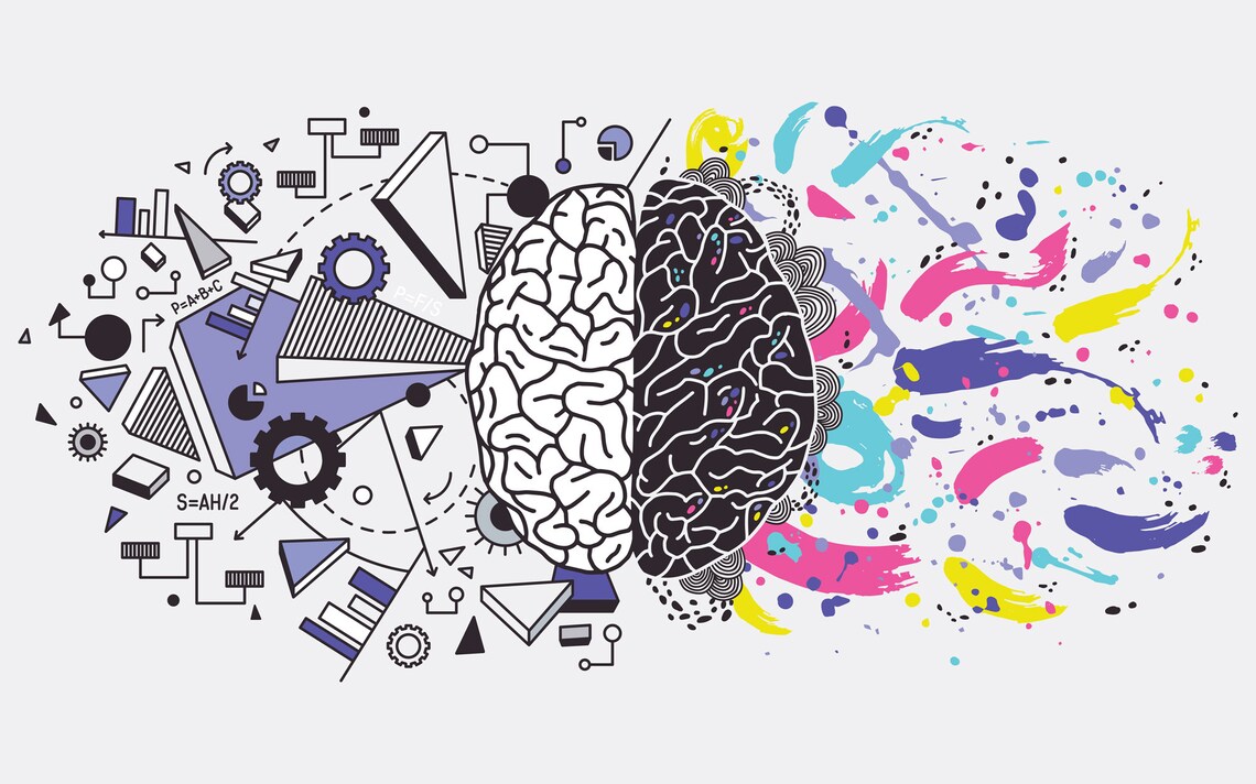 Graffiti Brain Wall Mural: Abstract Cubism Art, School Decor, Brain ...