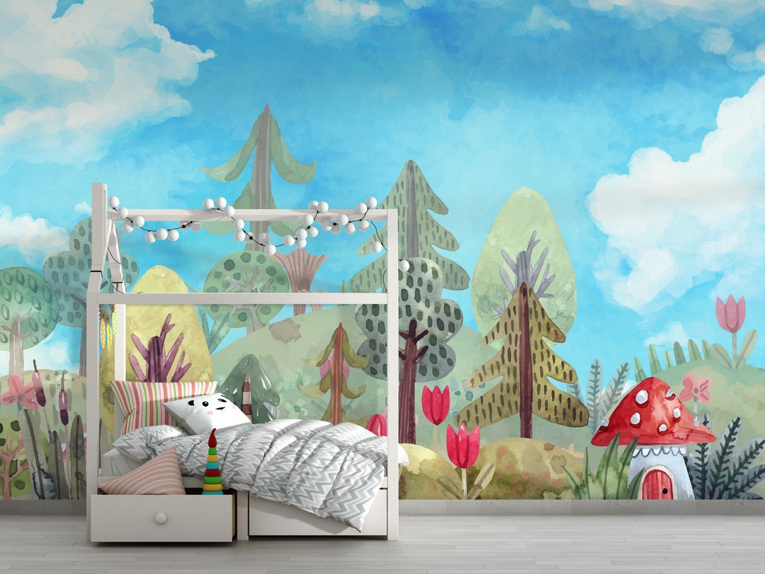 Customizable Wallpaper, Pine Tree Forest Peel and Stick Wallpaper ...