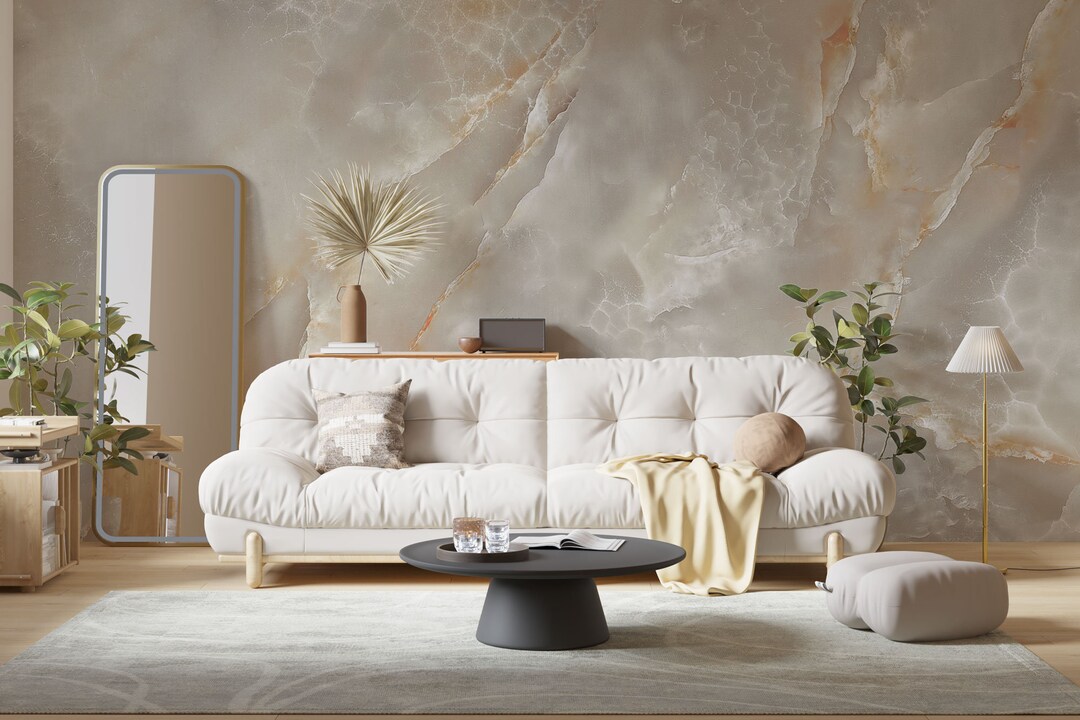 Marble Wallpaper, Soft Color Marble Design Wall Mural, Peel and Stick ...