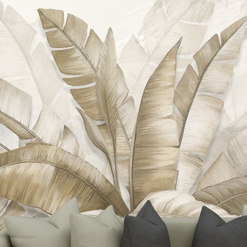 Big Banana Leaf Wall Murals Tropical Palm Leaves Wallpaper - Etsy