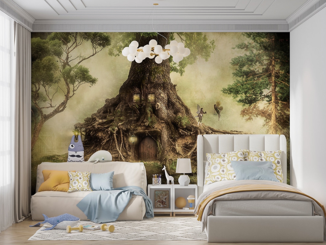Magic Forest Murals, Enchanted Forest Kids Wallpaper, Fairy Trees ...