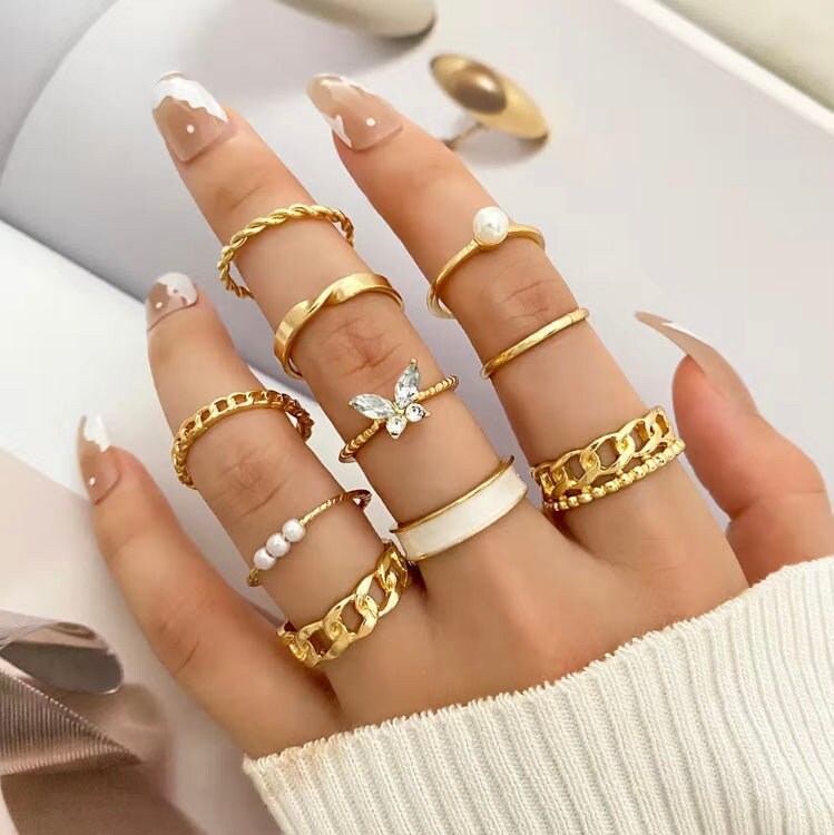 Tocona 6pcs/sets Heart Cute Ring Sets For Women Pretty