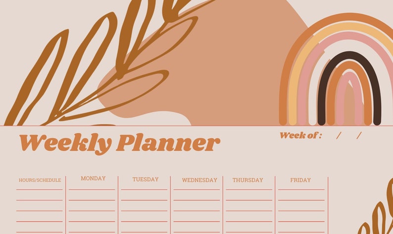 Tan Boho Rainbow Teacher Weekly Planner - Etsy