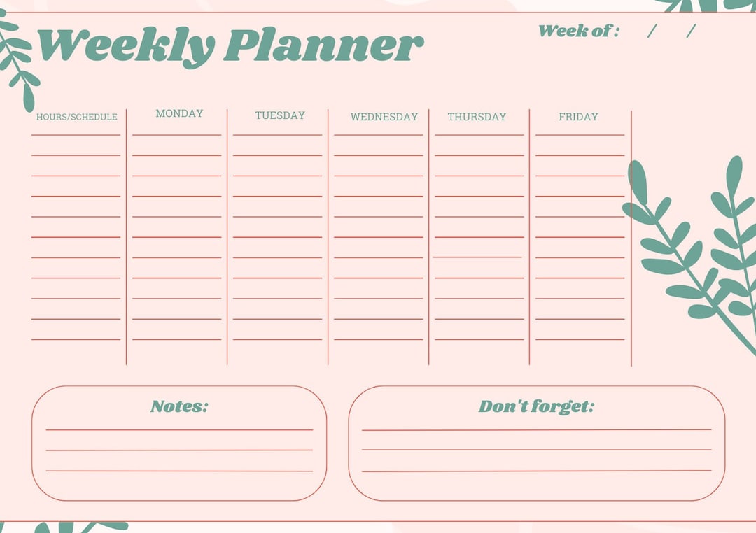 Pink Teacher Weekly Planner - Etsy