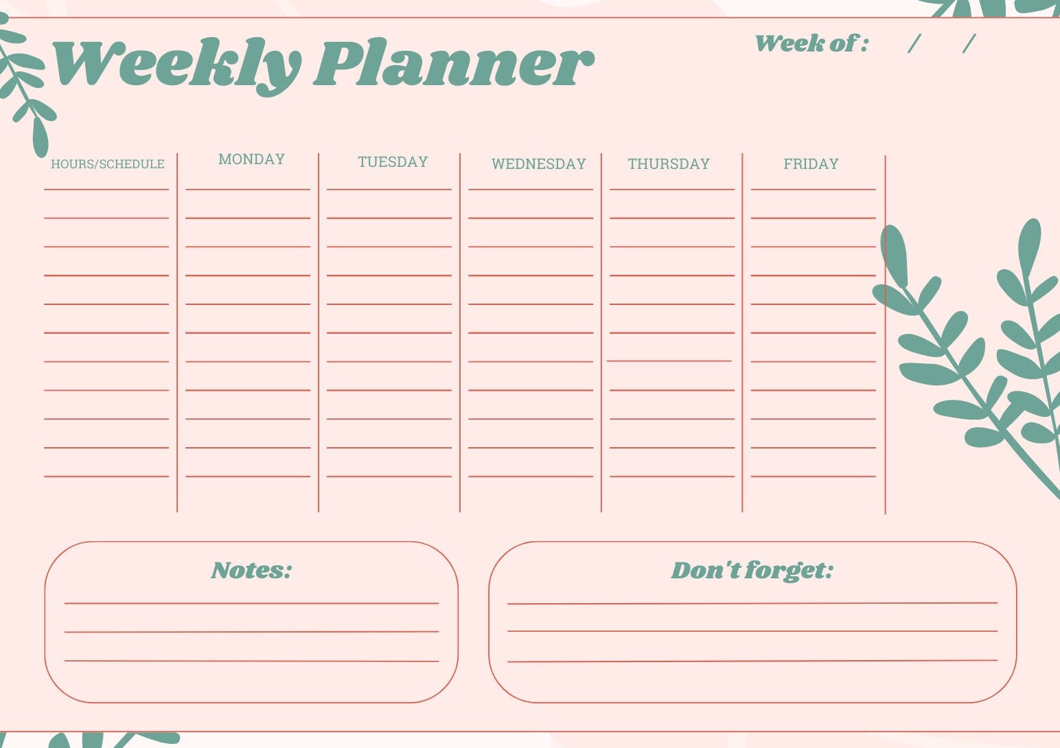 Pink Teacher Weekly Planner - Etsy