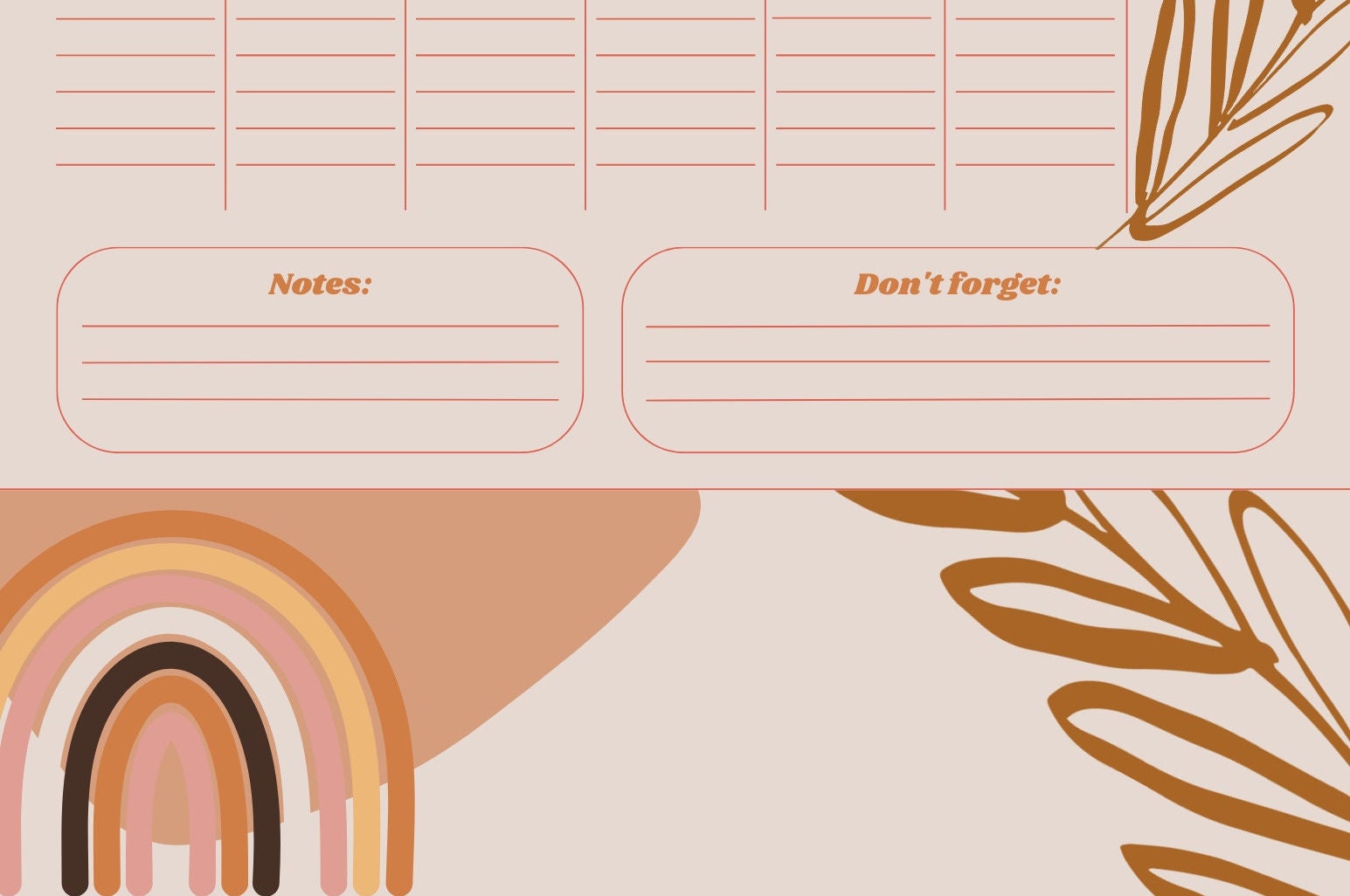 Tan Boho Rainbow Teacher Weekly Planner - Etsy