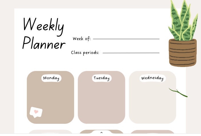 Plant Boho Teacher Weekly Planner - Etsy