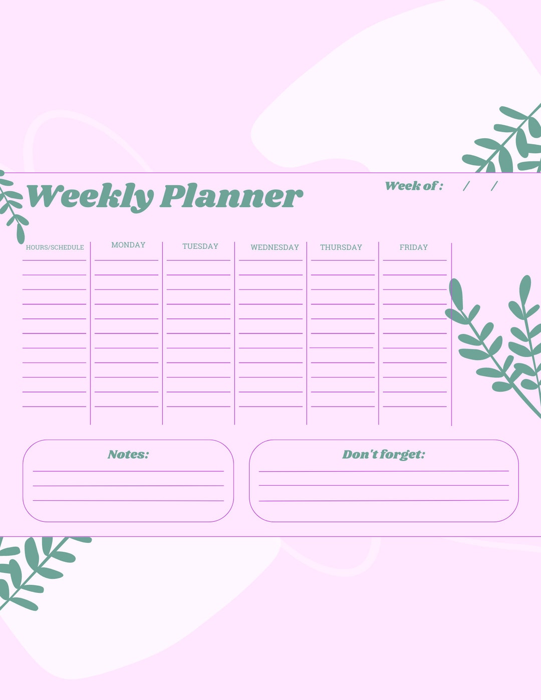 Purple Teacher Weekly Planner - Etsy