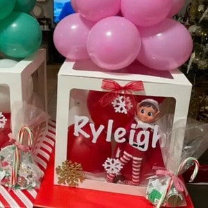 Complete Elf Delivery Box Personalized Clear Box Balloons W/ TREE ...