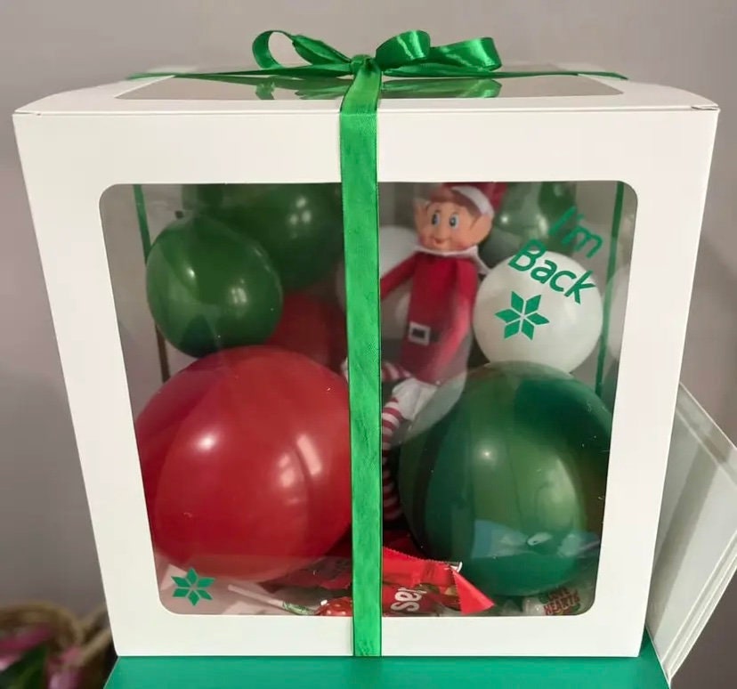 Complete Elf Delivery Box Personalized Clear Box Balloons W/ TREE ...