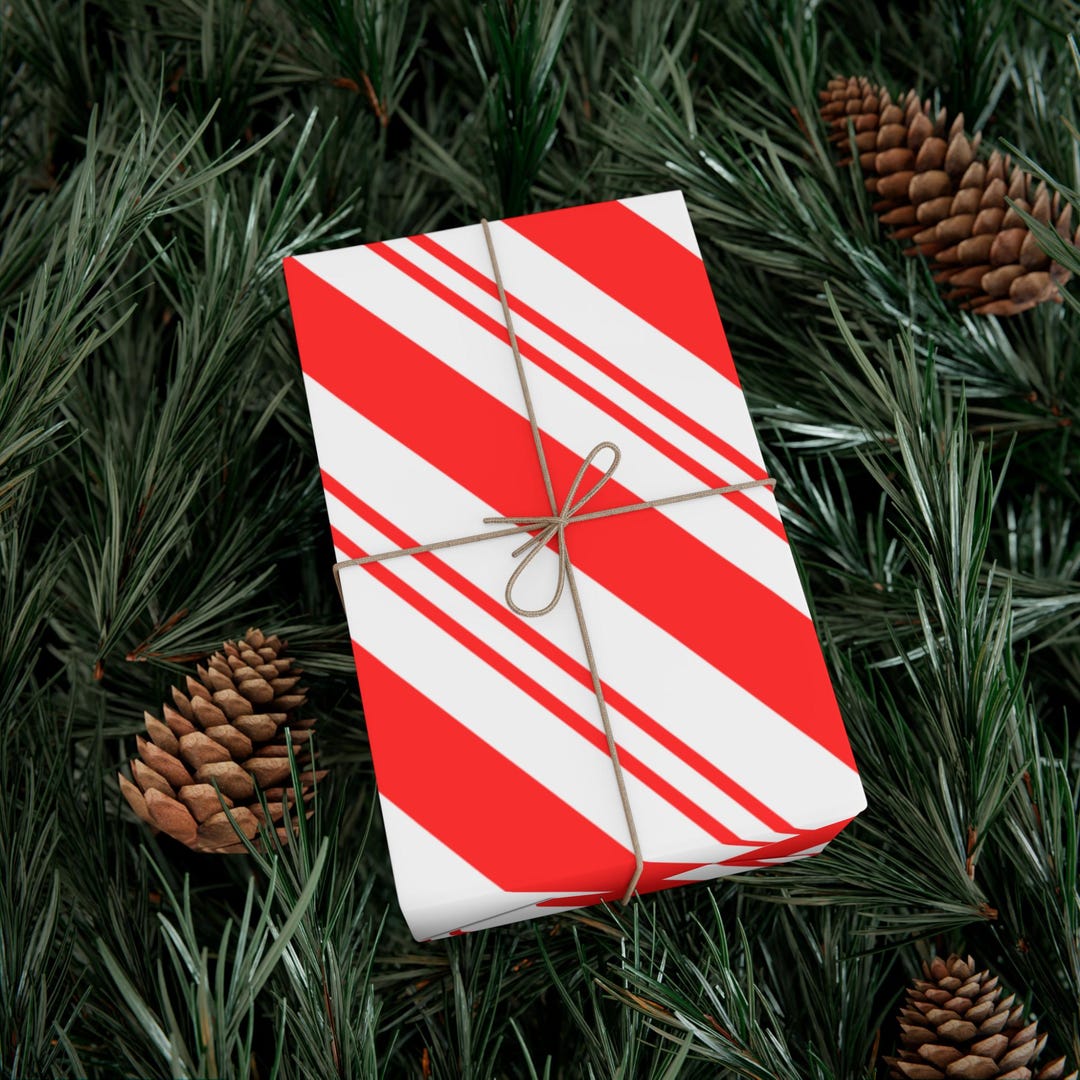 Festive Candy Cane Gift Wrap Paper Holiday Wrapping Supplies Christmas ...