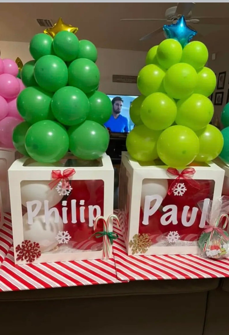 Complete Elf Delivery Box Personalized Clear Box Balloons W/ TREE ...