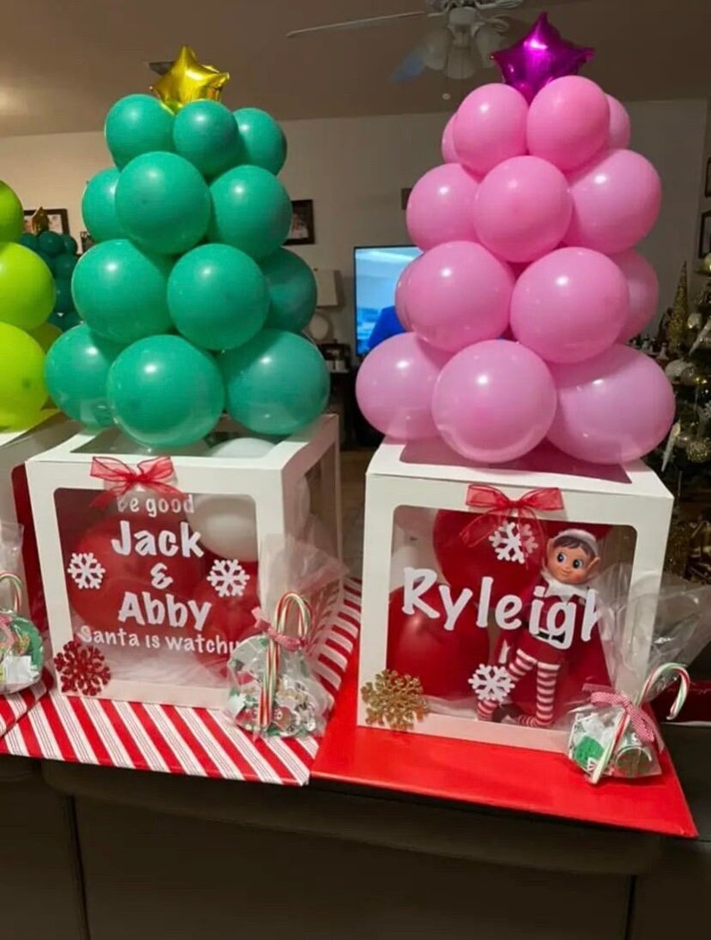 Complete Elf Delivery Box Personalized Clear Box Balloons W/ TREE ...