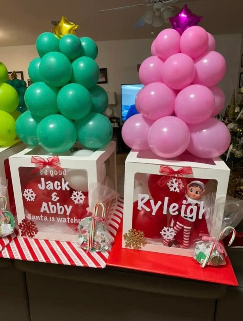 Complete Elf Delivery Box Personalized Clear Box Balloons W/ TREE ...