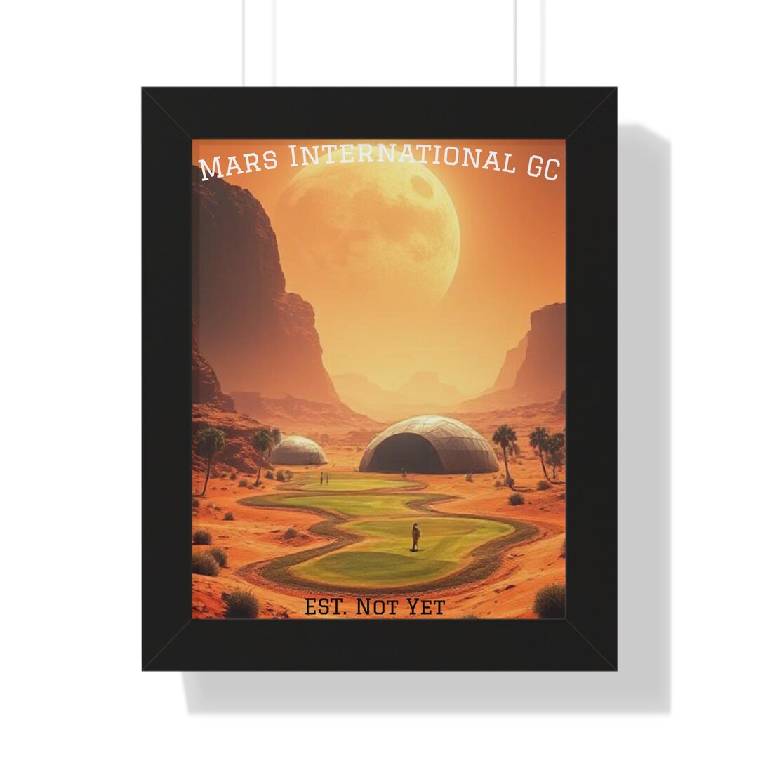 Vertical Poster, Futuristic Golf Course on Mars Wall Art Print, Science ...