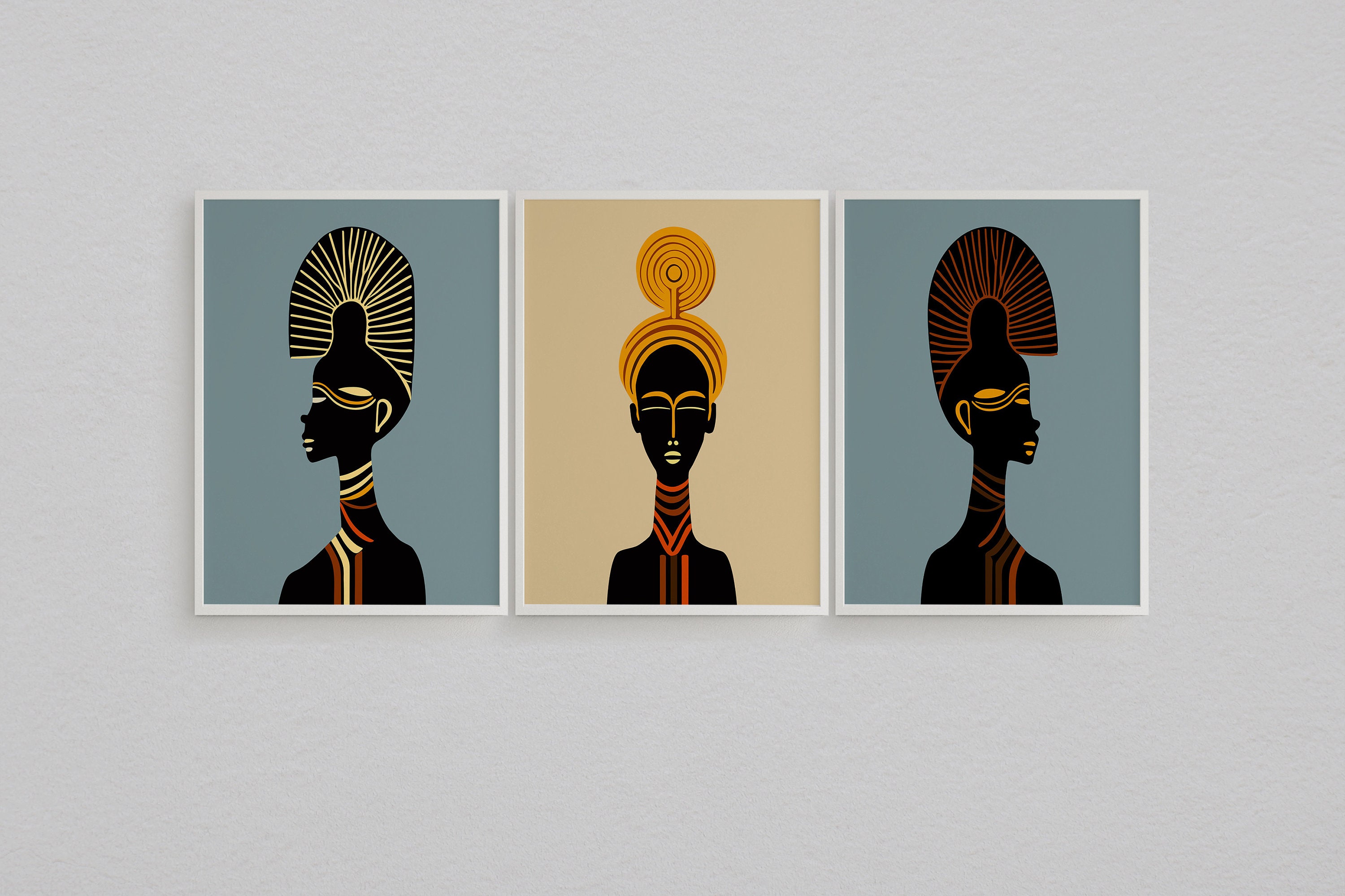 Ethnic African Wall Art Set Minimalist African Art Black - Etsy