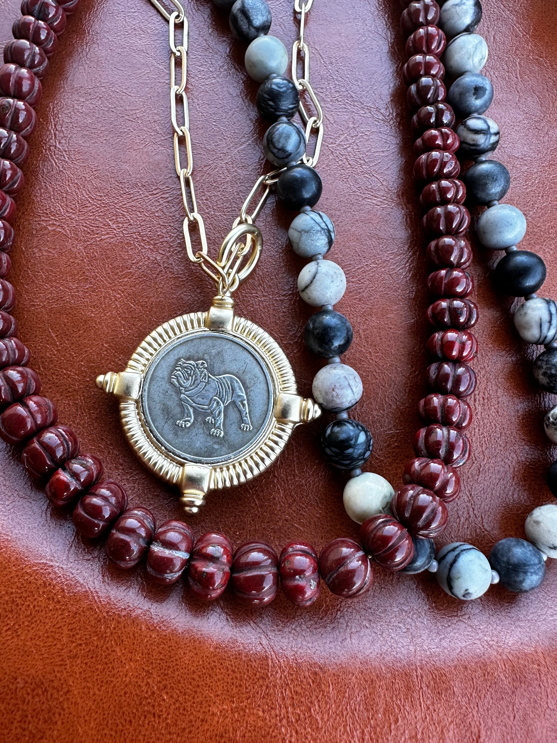 Gold Bulldog Coin Necklace College Bulldog Mascot Jewelry - Etsy