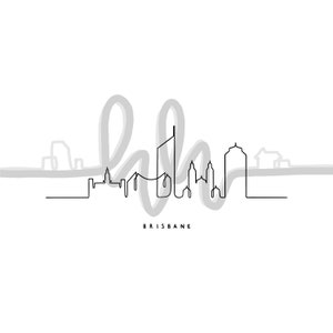 Brisbane Australia Printable Single Line City Skyline Art Print ...