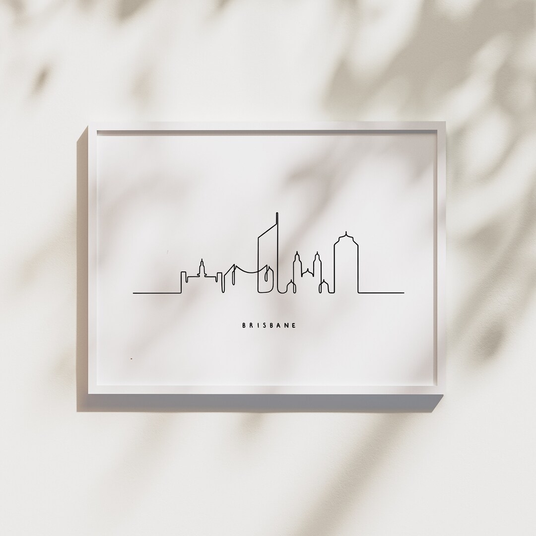 Brisbane Australia Printable Single Line City Skyline Art Print ...