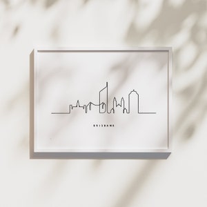 Brisbane Australia Printable Single Line City Skyline Art Print ...