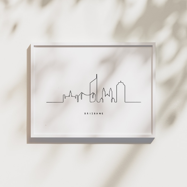 Brisbane Australia Printable Single Line City Skyline Art Print ...