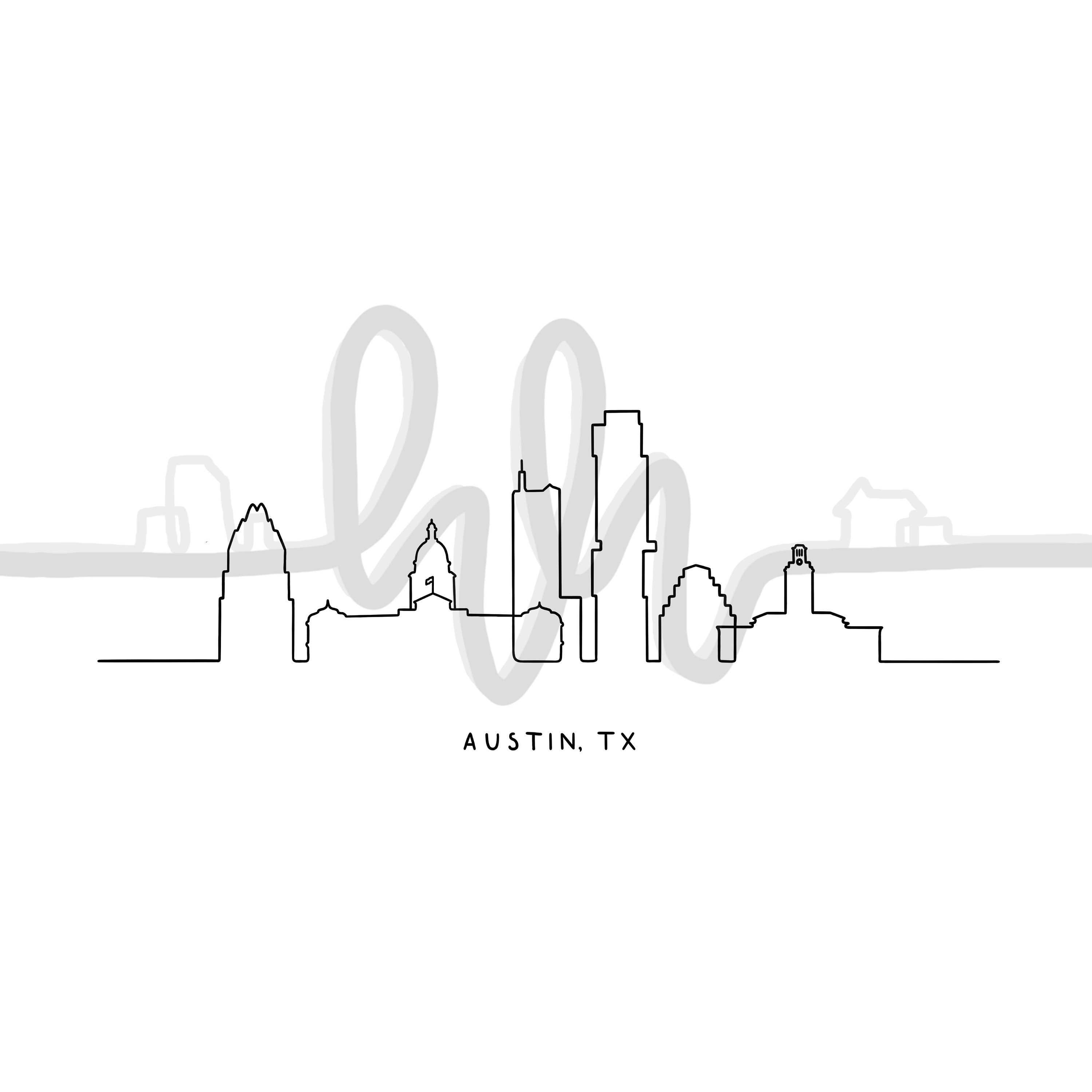 Austin Texas Printable Single Line City Skyline Art Print. USA Artwork ...