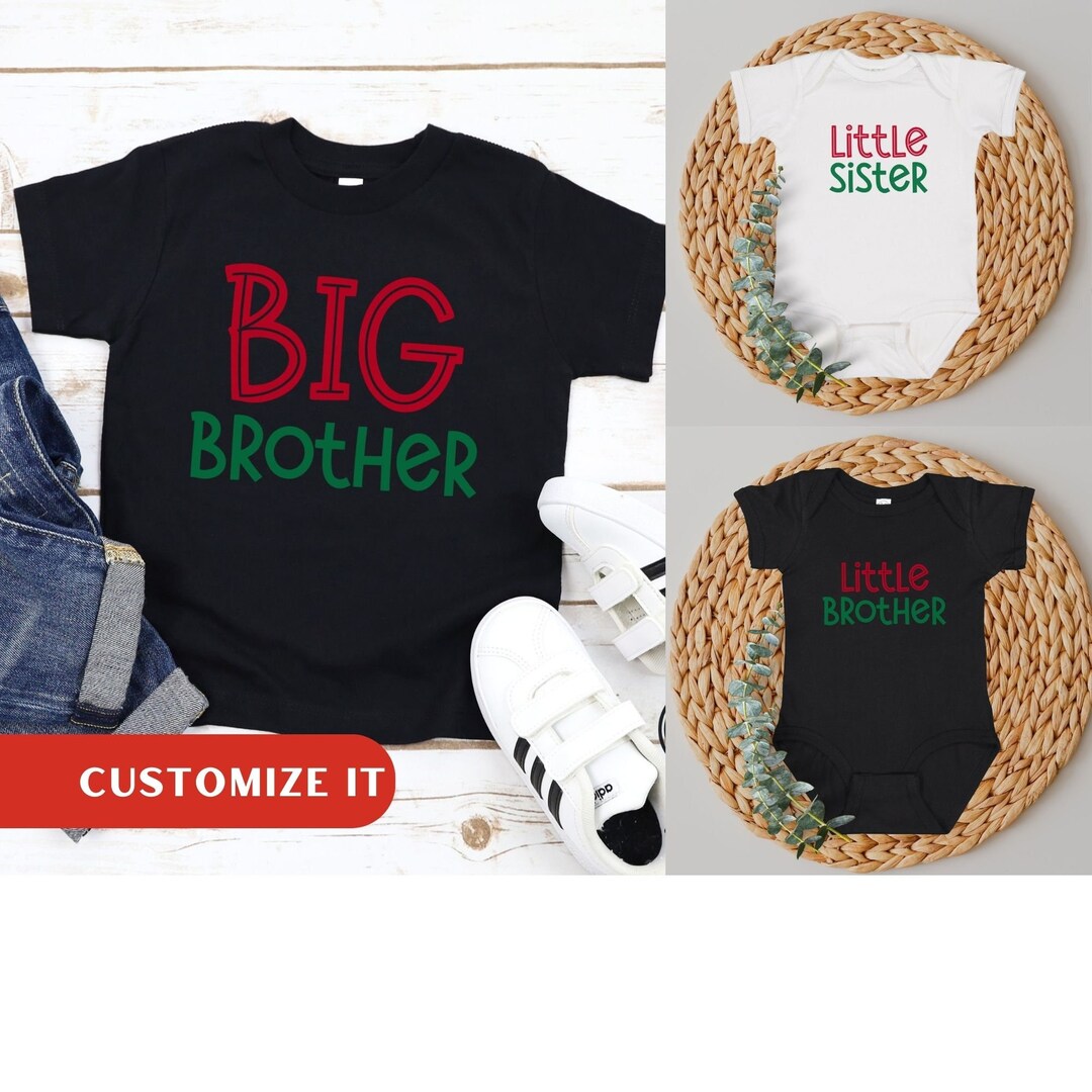 Big Little Siblings Christmas Shirt Kids Sibling T-shirt Big Brother ...