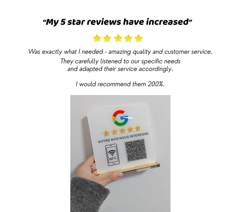 Google Review QR Code Sign and NFC Stand Acrylic Get More Positive ...