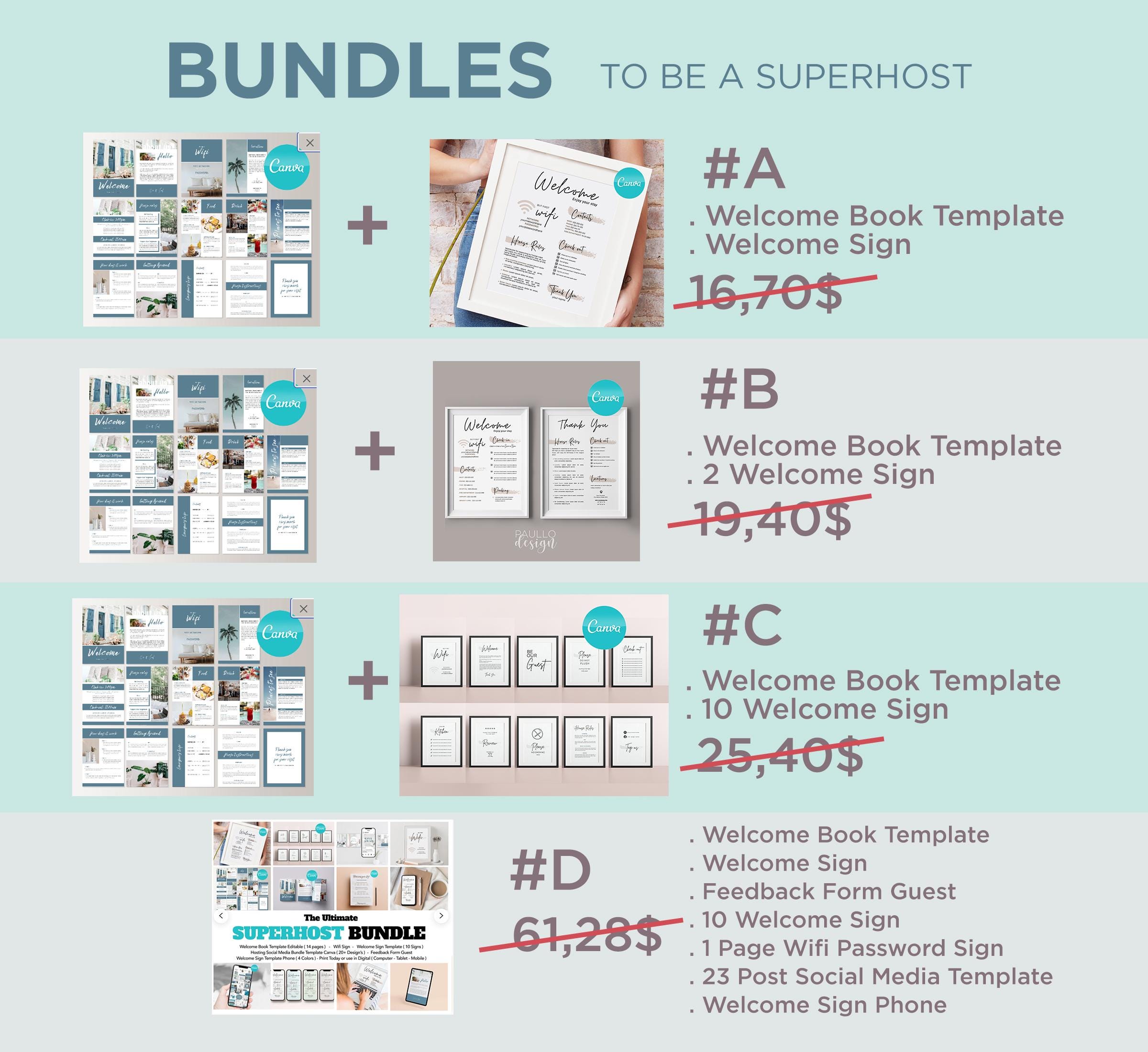 Welcome Book Template Editable Canva Book Home Rental Host Signs ...