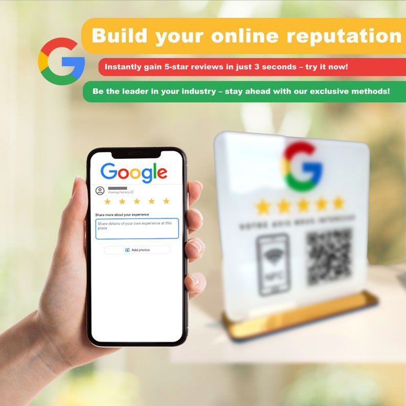 Review QR Code Sign and NFC Stand Acrylic Get More Positive Reviews for ...