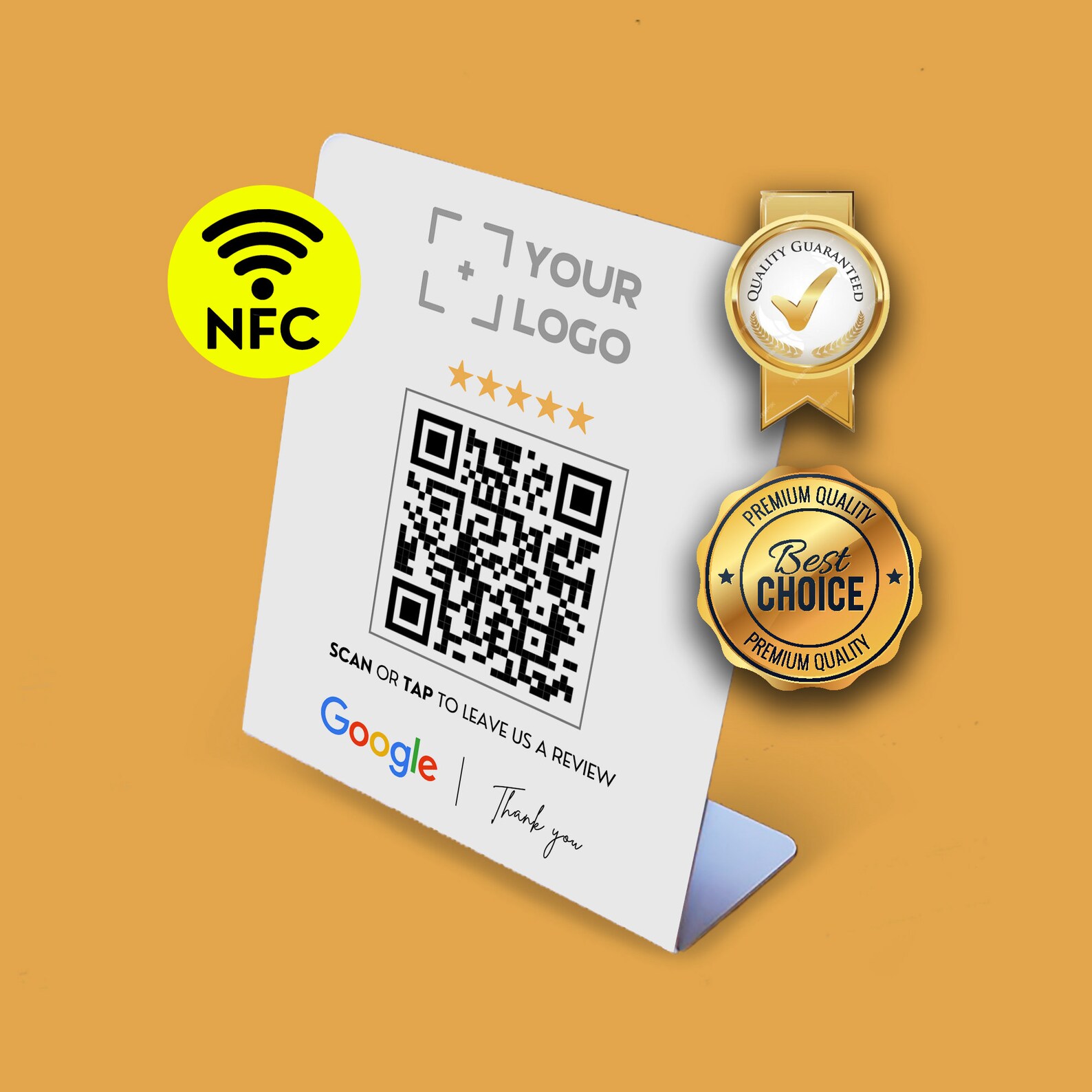 NFC Google Review Stand Business Review Link or Social Media QR Code Salon Sign Hairdressers ...