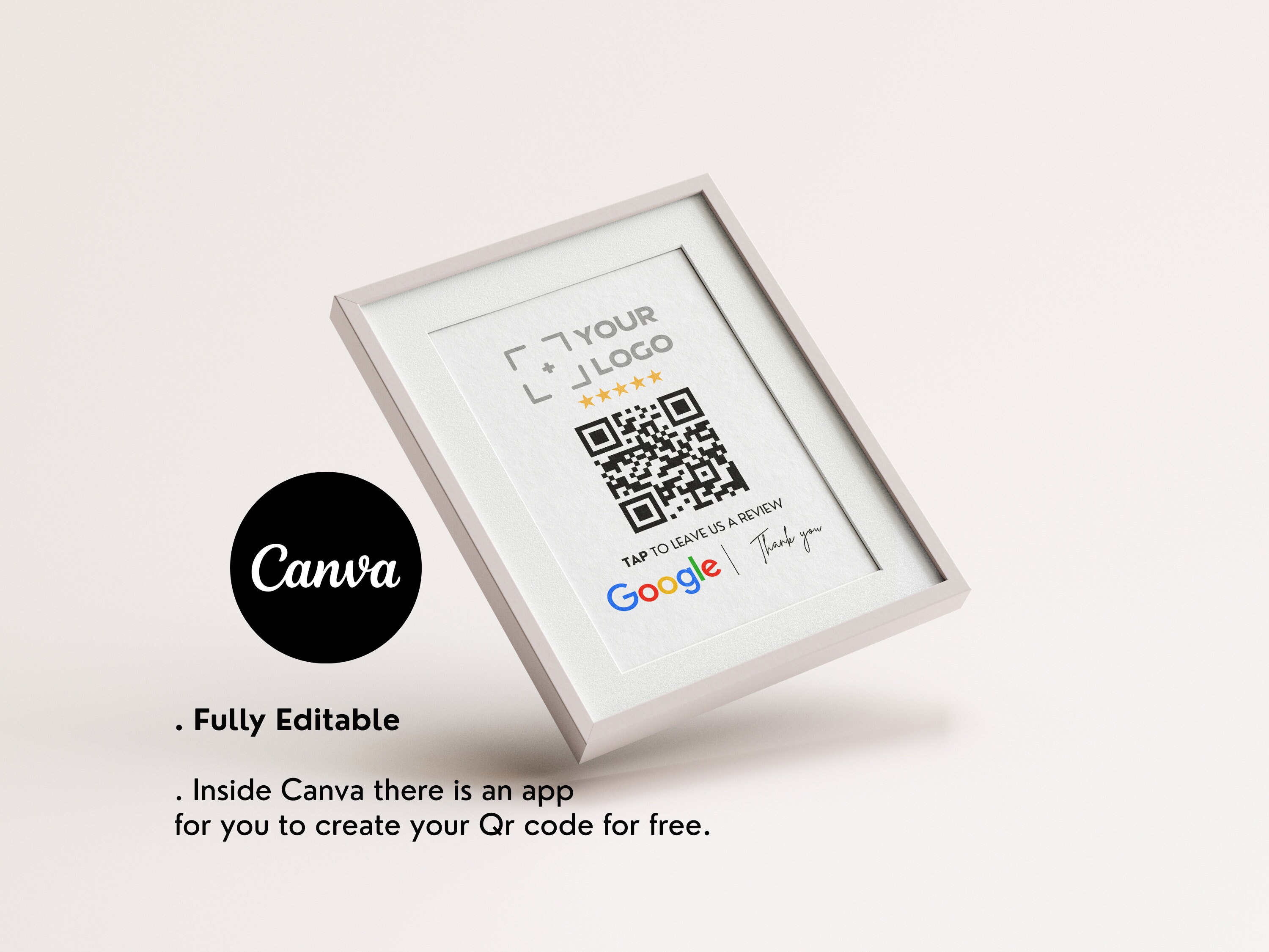 Google Review Sign Template Editable Canva Review Cards Custom Google ...