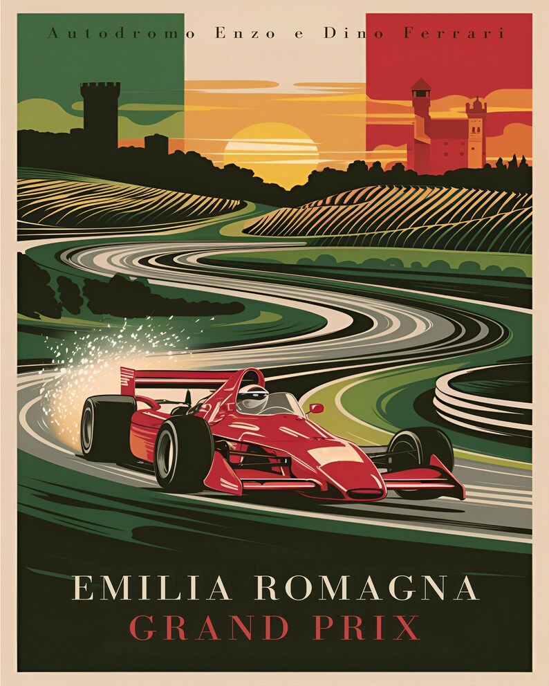 Imola Grand Prix 2024 F1 Poster | Vintage Italian Formula One Circuit ...