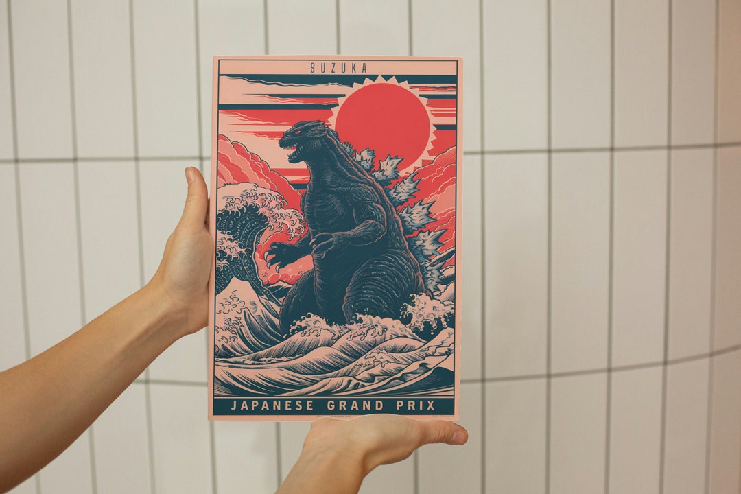 Formula One Suzuka Japanese Grand Prix Print With Godzilla | Digital ...