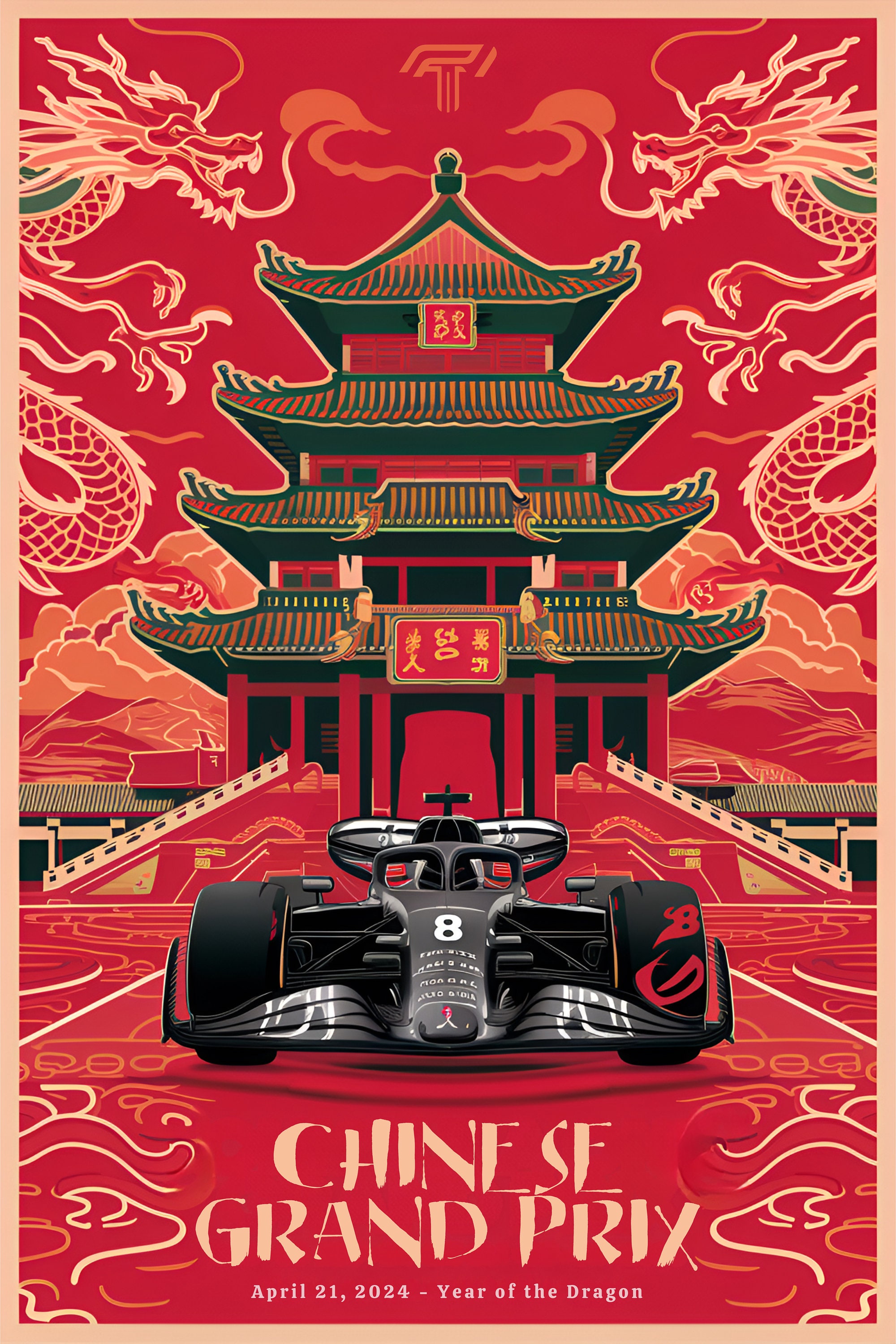 Chinese Grand Prix 2024 F1 Poster | Vintage Formula One Circuit Art ...