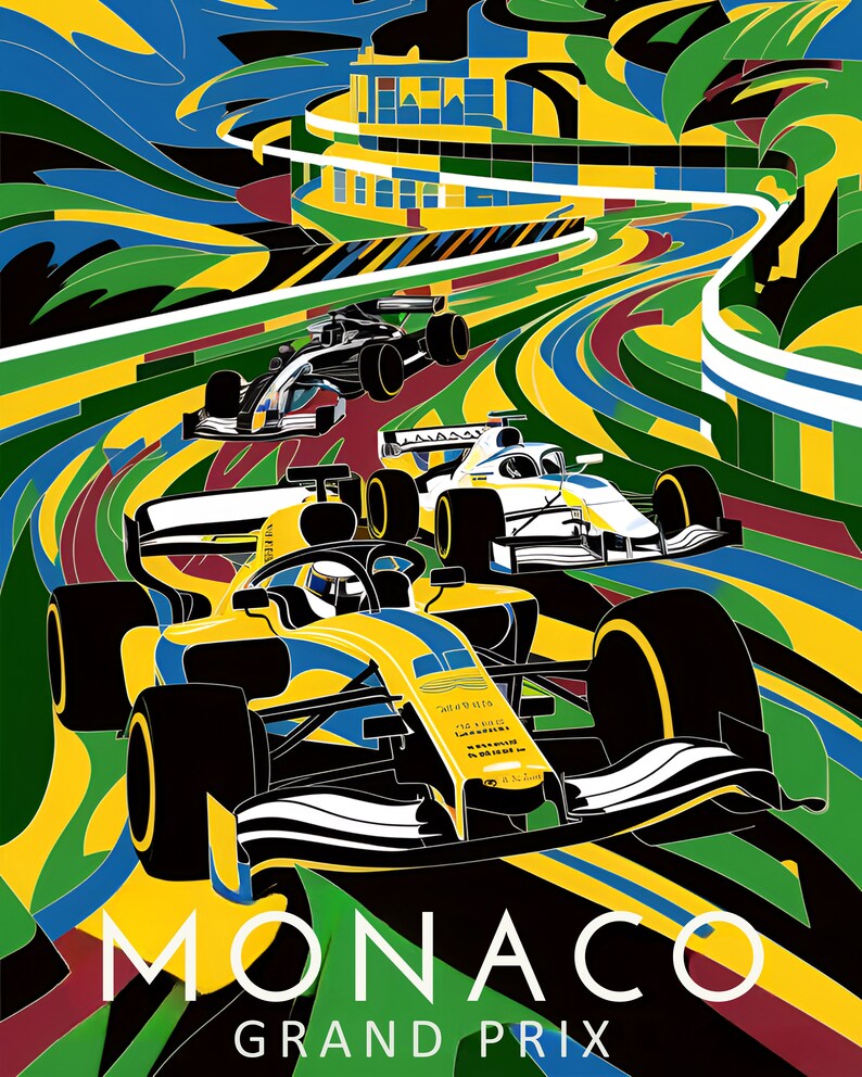 Monaco Grand Prix Abstract Art Print | Vibrant Formula One Poster | F1 ...