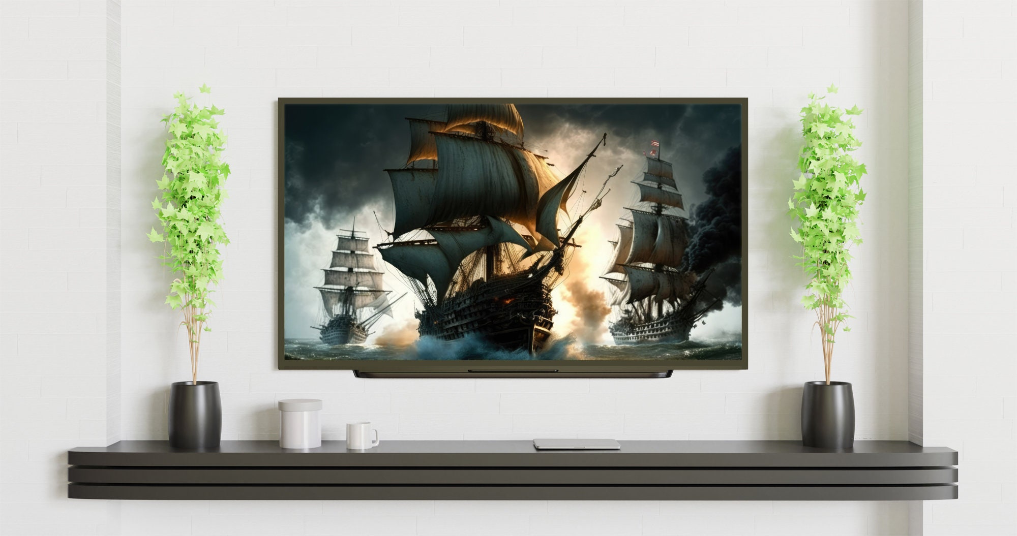 Samsung Frame TV Art, Pirate Ship Digital Painting, Ocean Frame TV Art ...