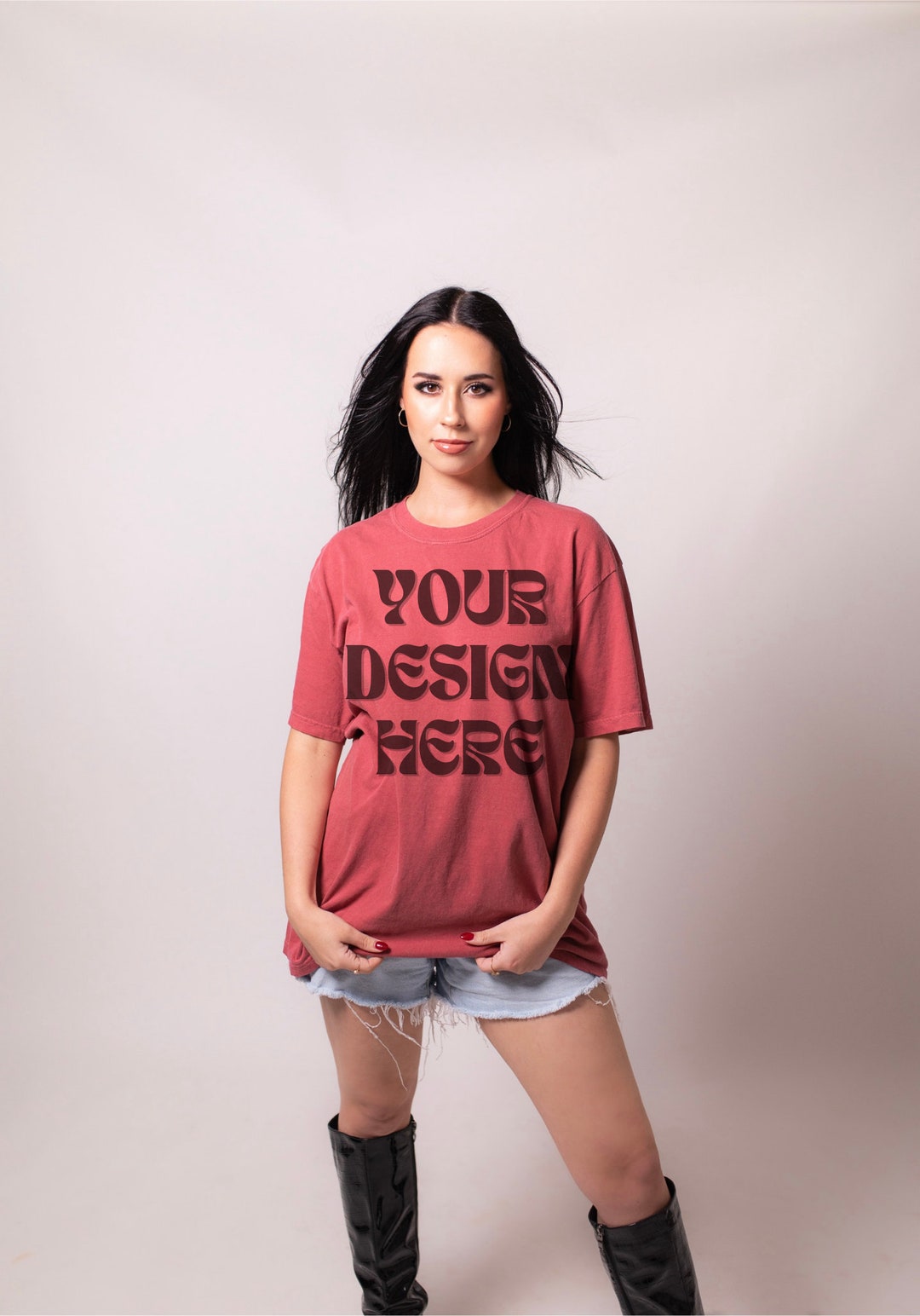 C1717 Brick Mockup | Comfort Colors Brick Tshirt | Trendy C1717 Model ...