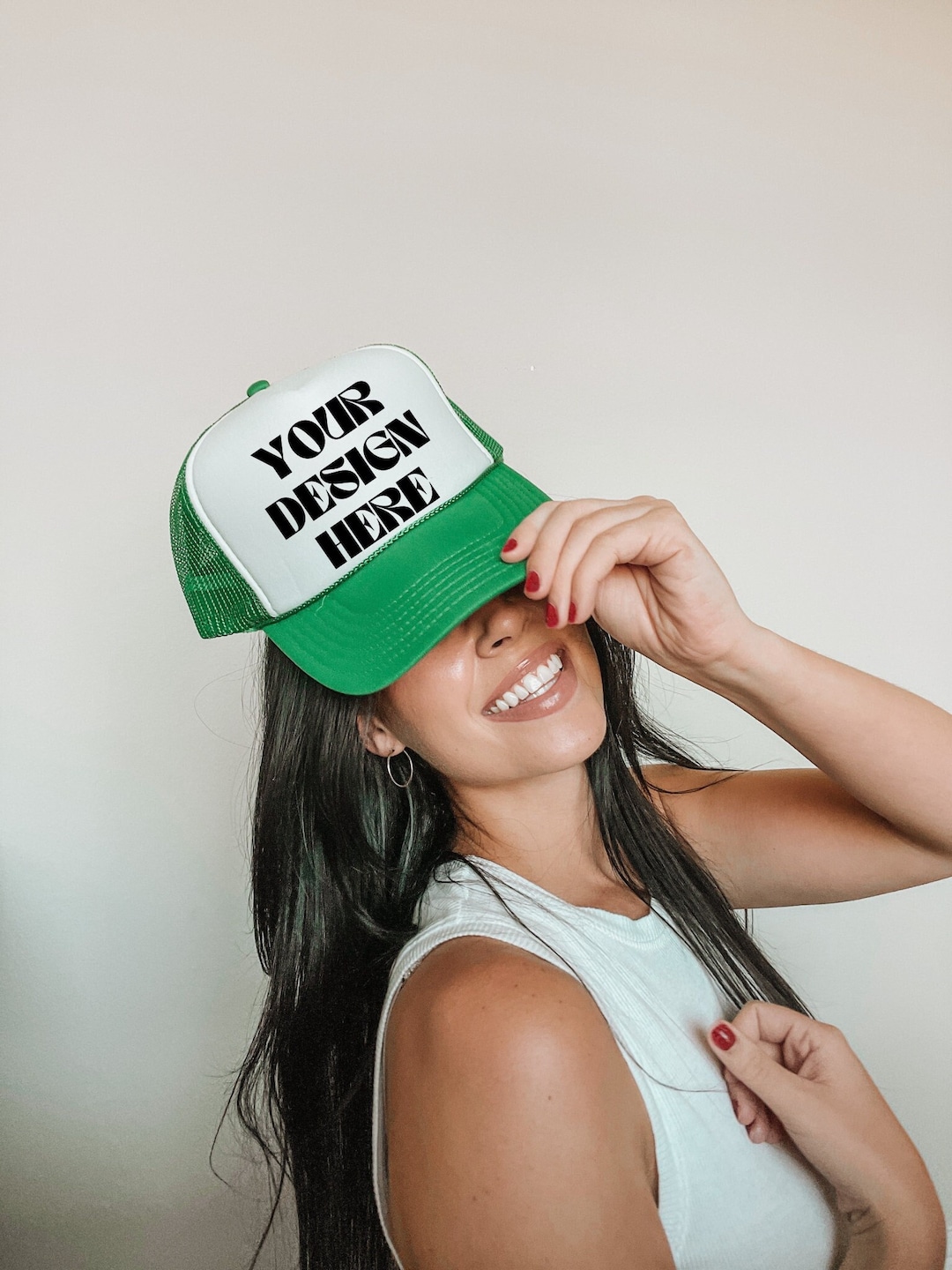 Green Otto Cap Mockup | Green Trucker Hat Mockup | Trendy Summer Hat ...