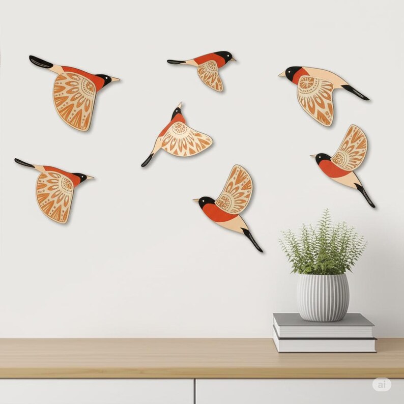 Handcrafted Wooden Flying Birds Wall Decor: Tribal Boho Art - Etsy