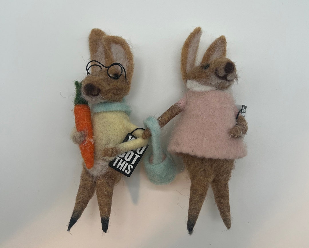 Needle-felted Easter Bunnies, Male and Female Pair - Etsy