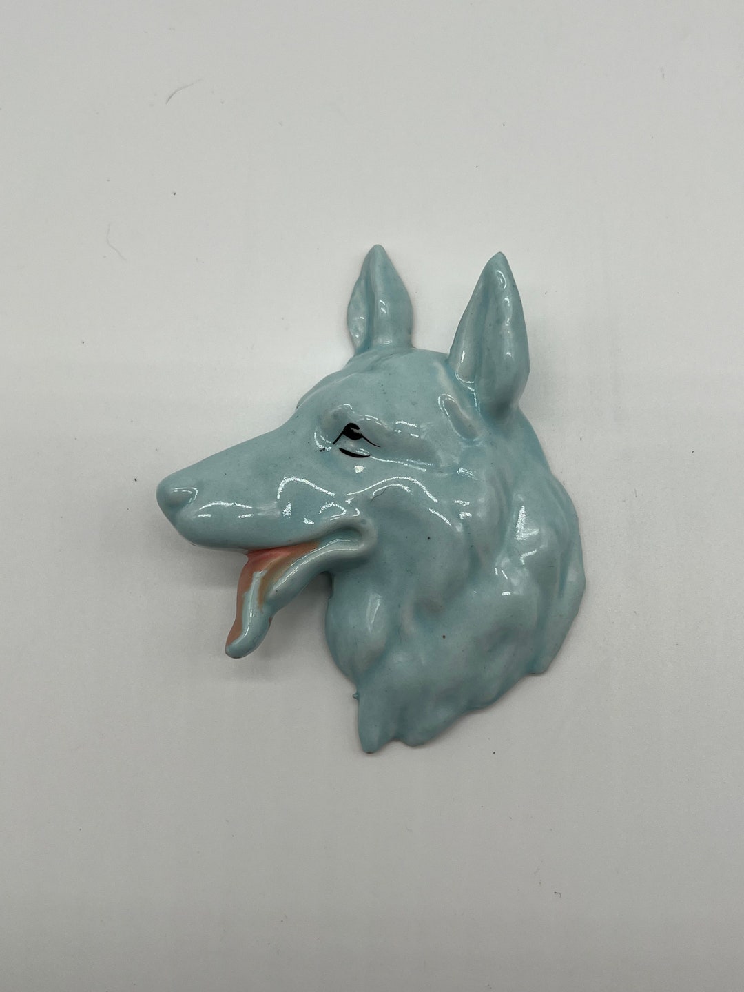 Blue Ceramic German Shepherd Dog Head - Etsy